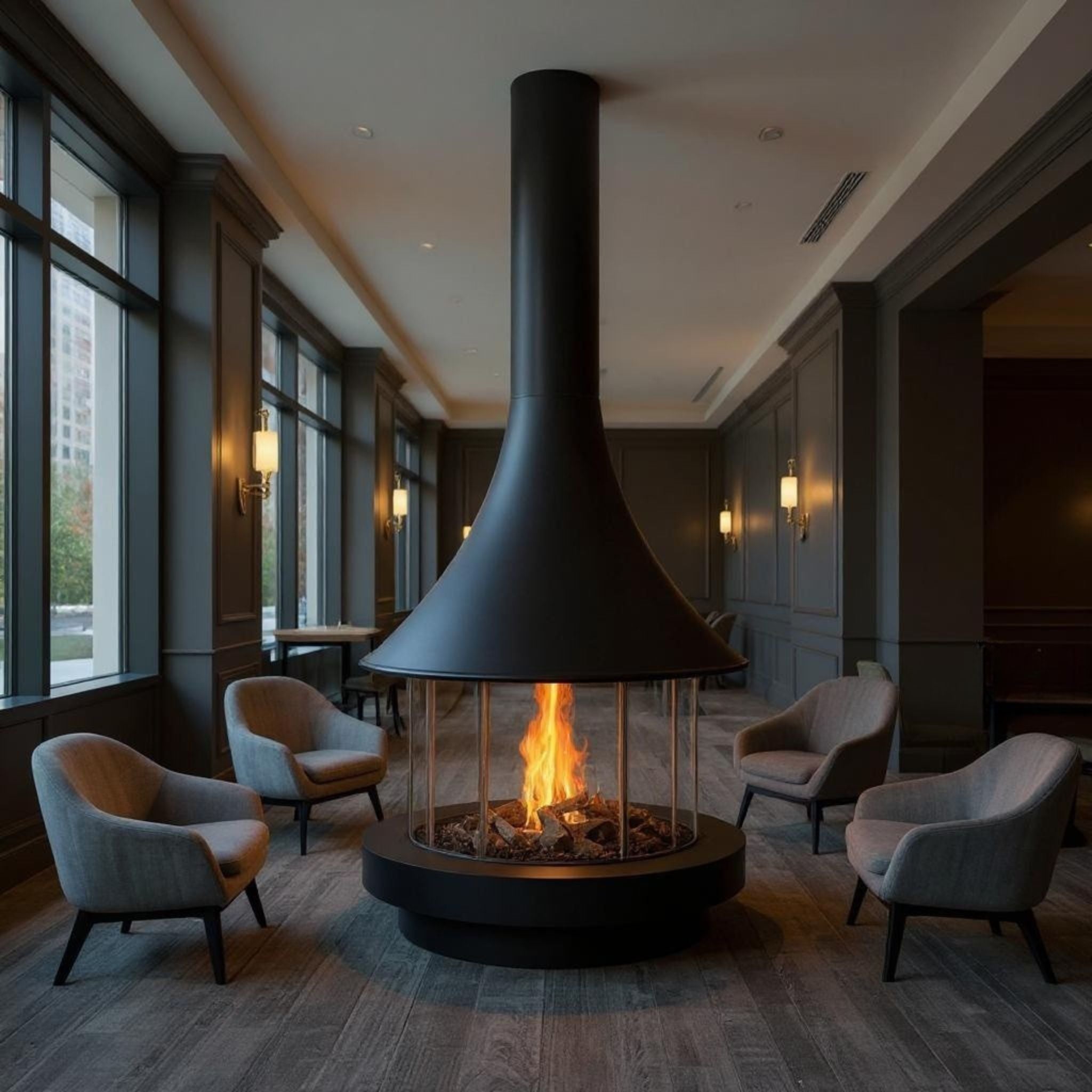 Omega Hanging Ethanol Fireplace – Aura Flame